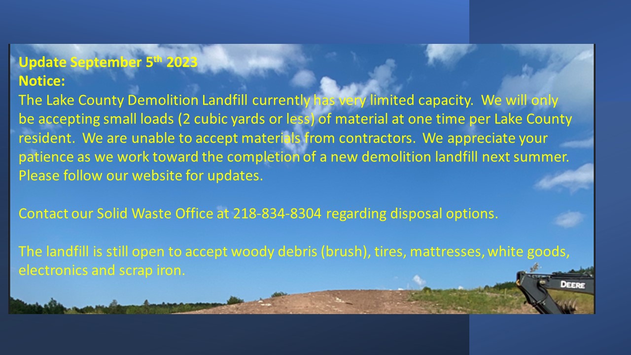 UPDATE: Lake County Landfill – Lake County, MN